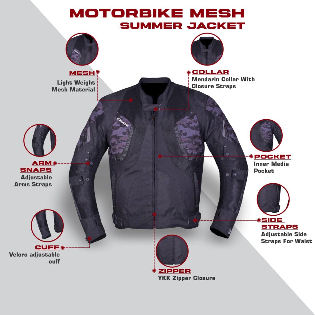 Men’s Camo Mesh Motorbike Riding Jacket CE Armor Waterproof Motorcycle ...